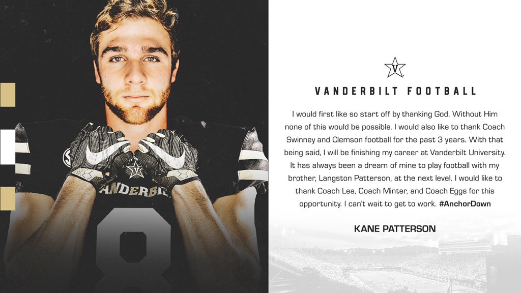 Clemson LB Kane Patterson transfers to Vanderbilt : r/CFB