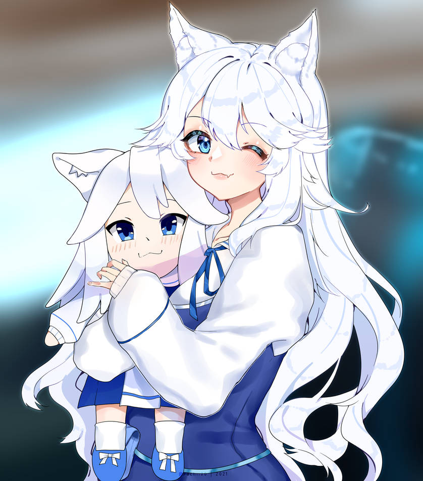 「Double Wolf! 🐺💙 Art by @rachii00 」|Lumi 💙 Vtuberのイラスト