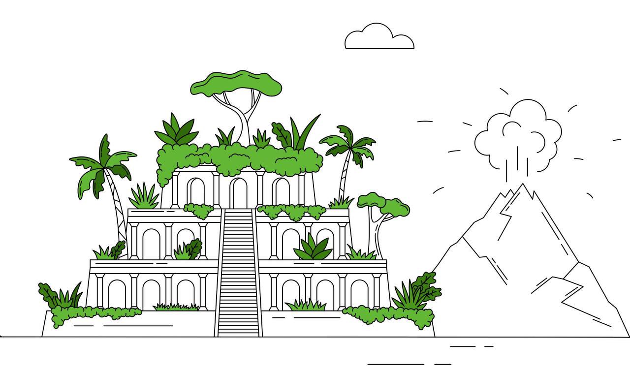 The Hanging Gardens Of Babylon Drawing The Hanging Gardens Of Babylon:
