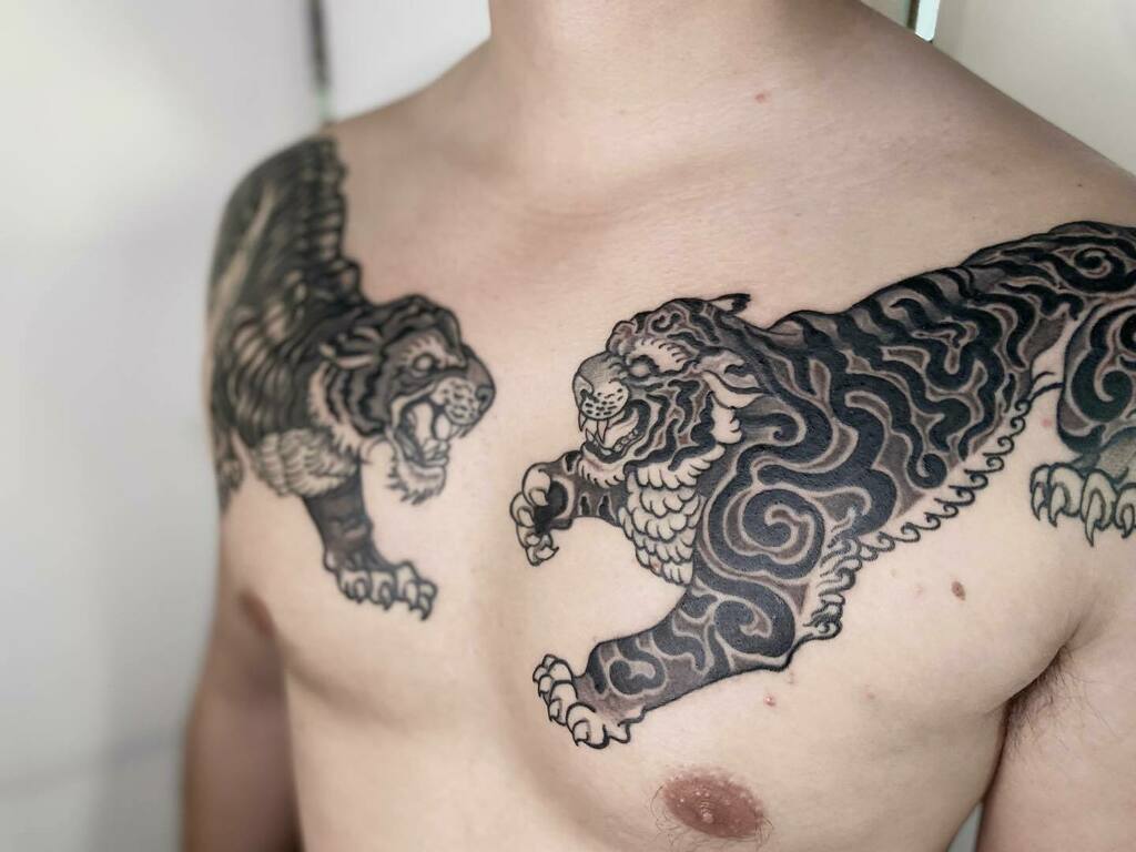 Tiger Chest Tattoo