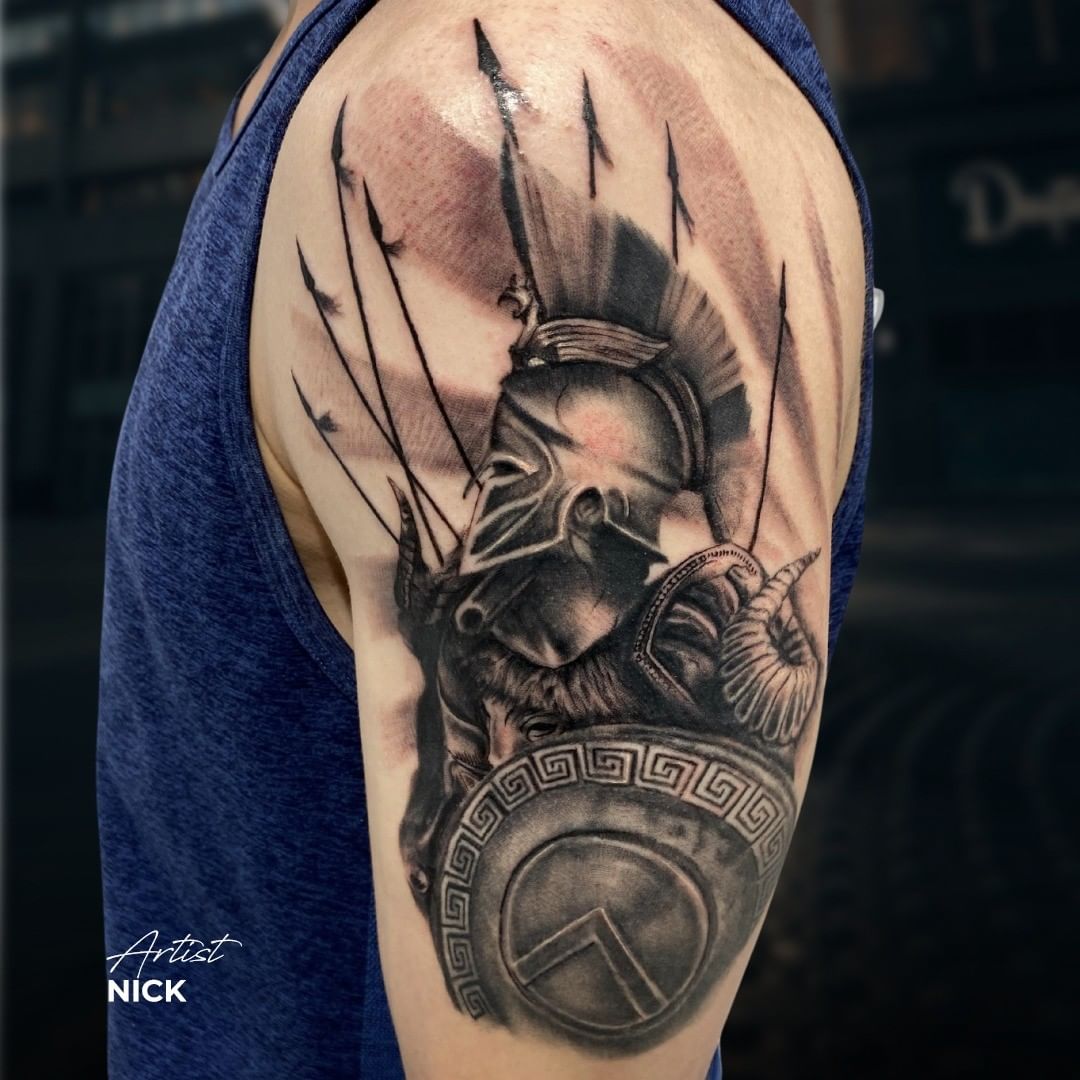 Spartan Shield Back Tattoo