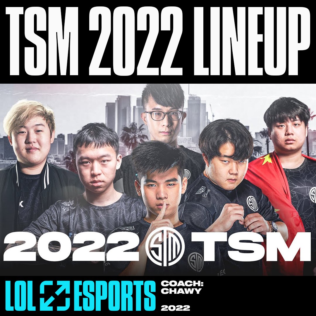 LoL Esports on Twitter: "The 2022 @TSM Roster! #LCS TOP: @Huni JGL: @Spicalol MID: @TSM_Keaiduo ...