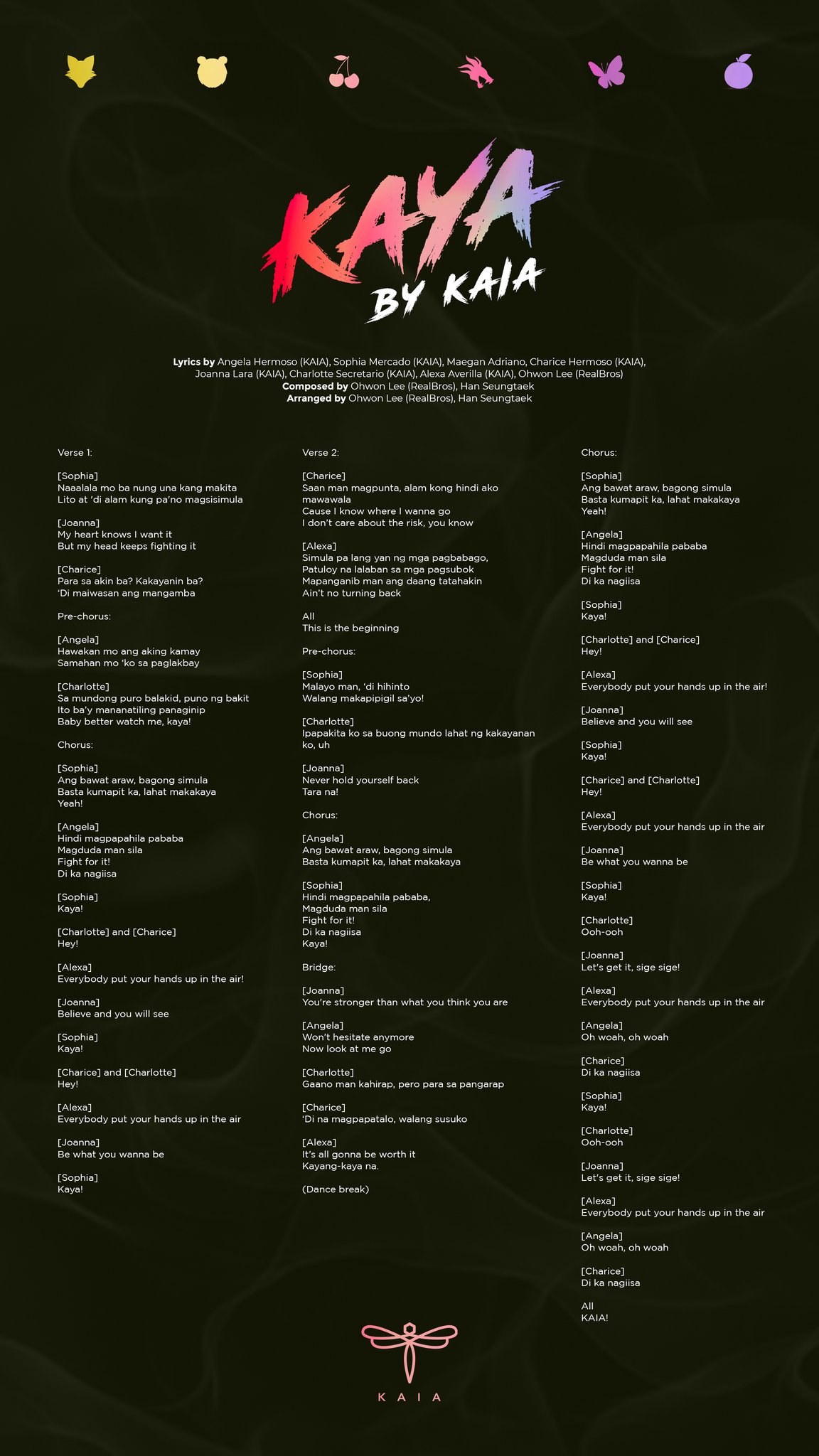 KAIA Official on Twitter: "[KAIA Lyric Card] Check out the lyrics to #KAYAbyKAIA! We hope you ...