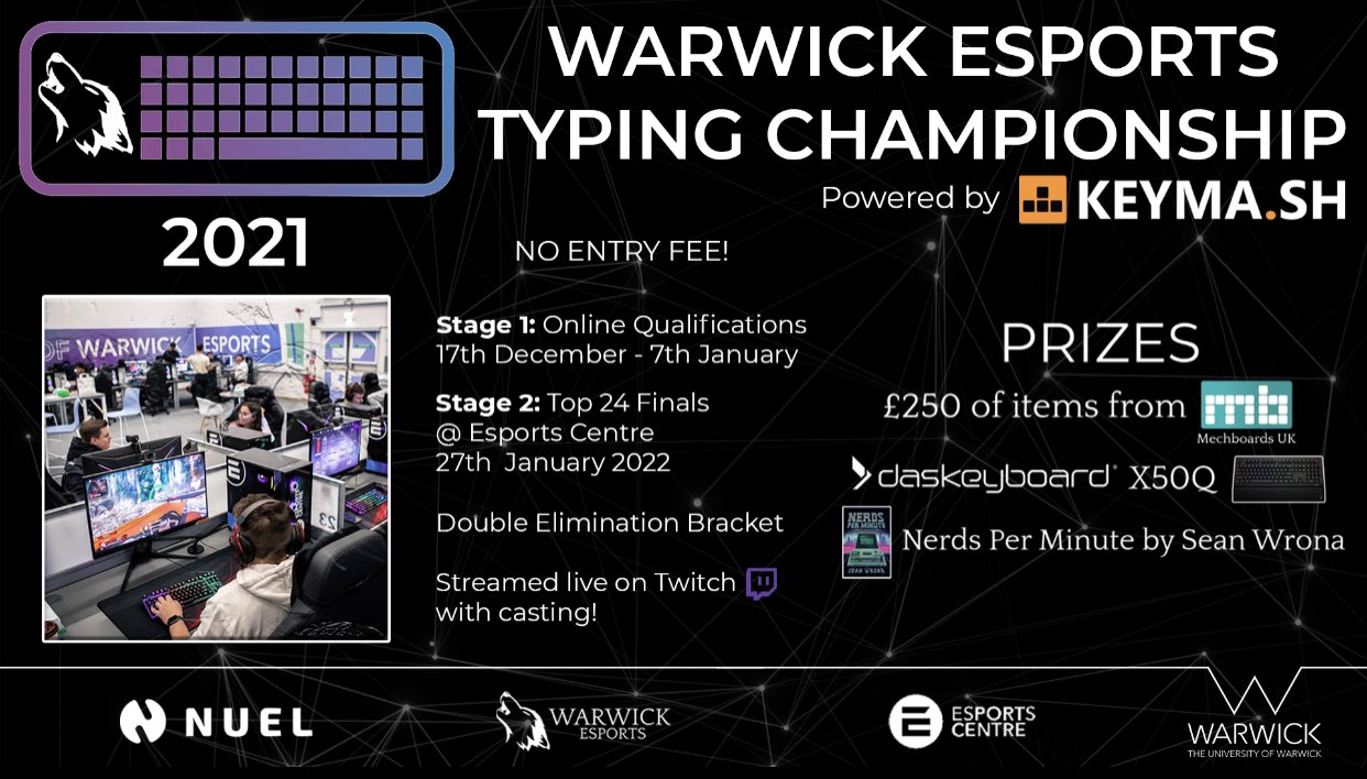 Warwick Esports on Twitter: "Ever been told you type fast? We have some great news for you! 🤩 We ...