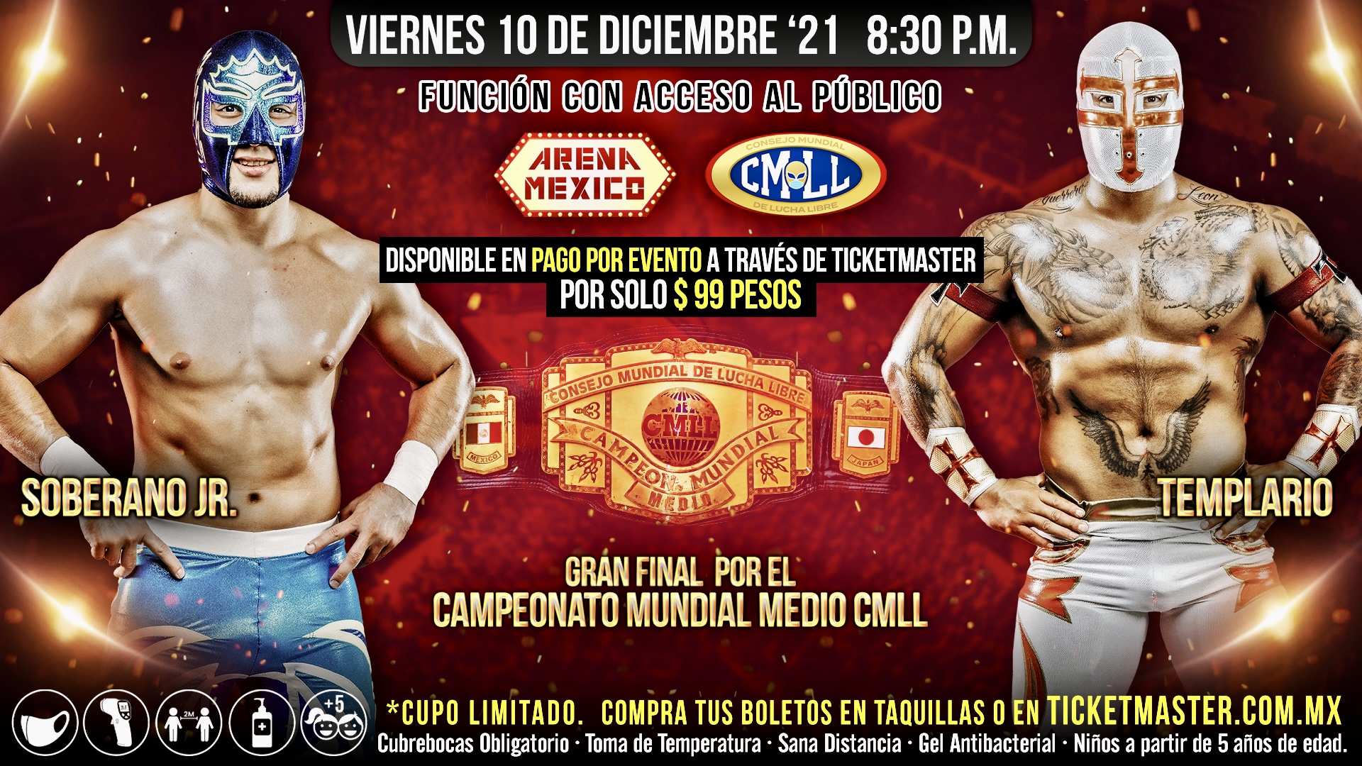 Soberano Jr. es el nuevo Monarca Mundial de Peso Medio CMLL | Superluchas
