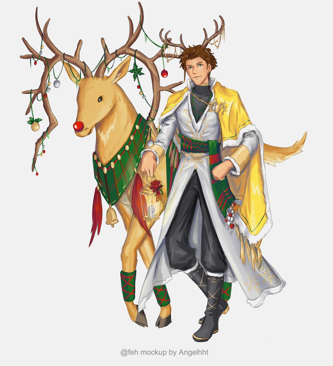 「Santa Claude and deer for christmas bann」|Angelのイラスト