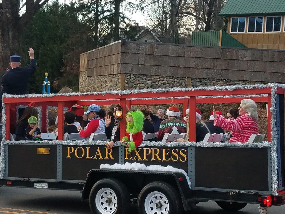 Polar Express Parade Float Parade, Fireworks, And Snow Welcome Santa