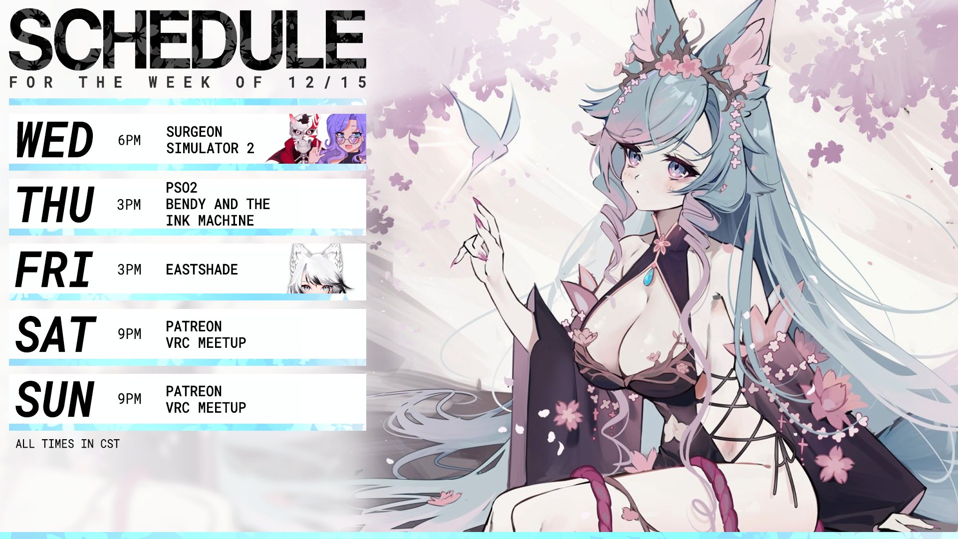 🌸Silvervale🌸 VSHOJO on Twitter: "♡ Here's my schedule for this week! ♡ Find my content here! 🌸 ...