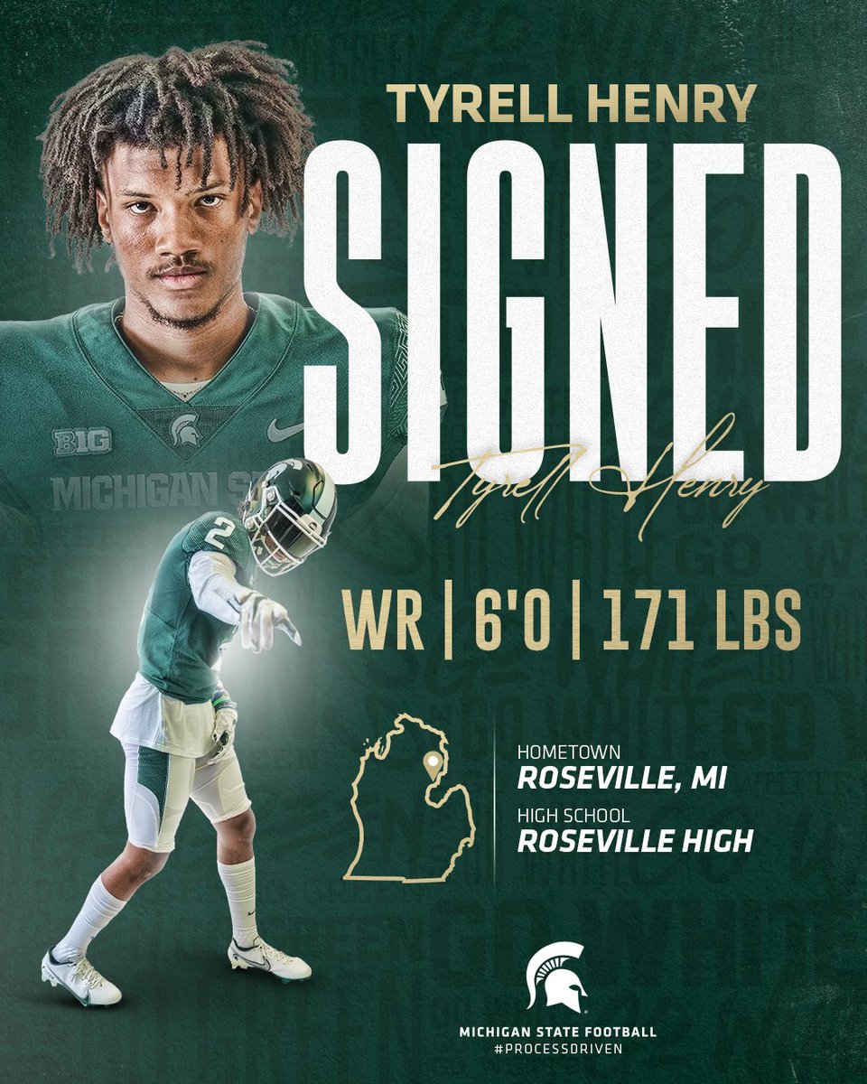 2022 3* WR Tyrell Henry signs with Michigan State : r/CFB