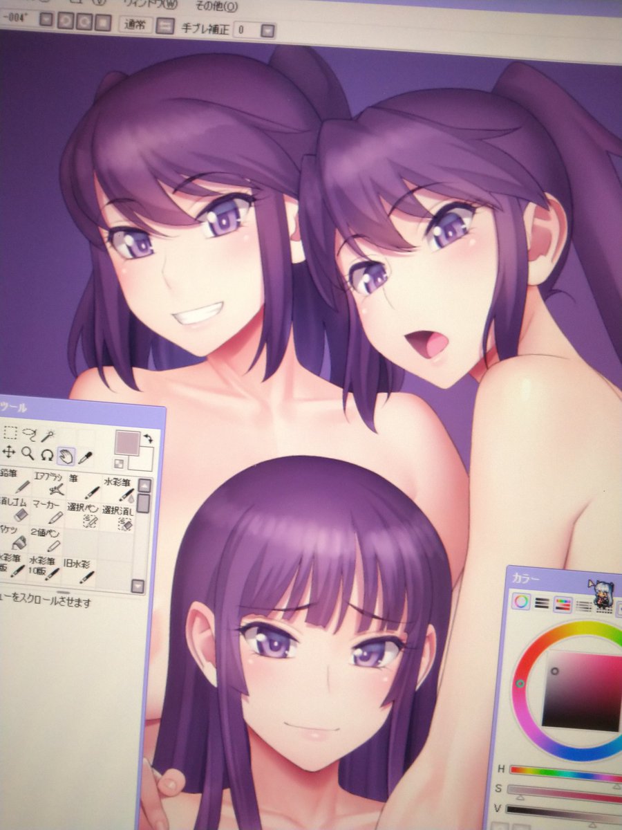 「表紙絵完成〜。現在フォトショップが使えないので、USSO氏にデータを投げてタイト」|水無月十三のイラスト