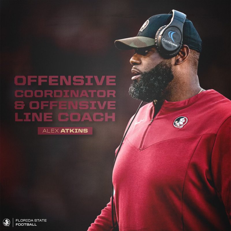 FSU officially names Alex Atkins as OC and OL coach. : r/CFB