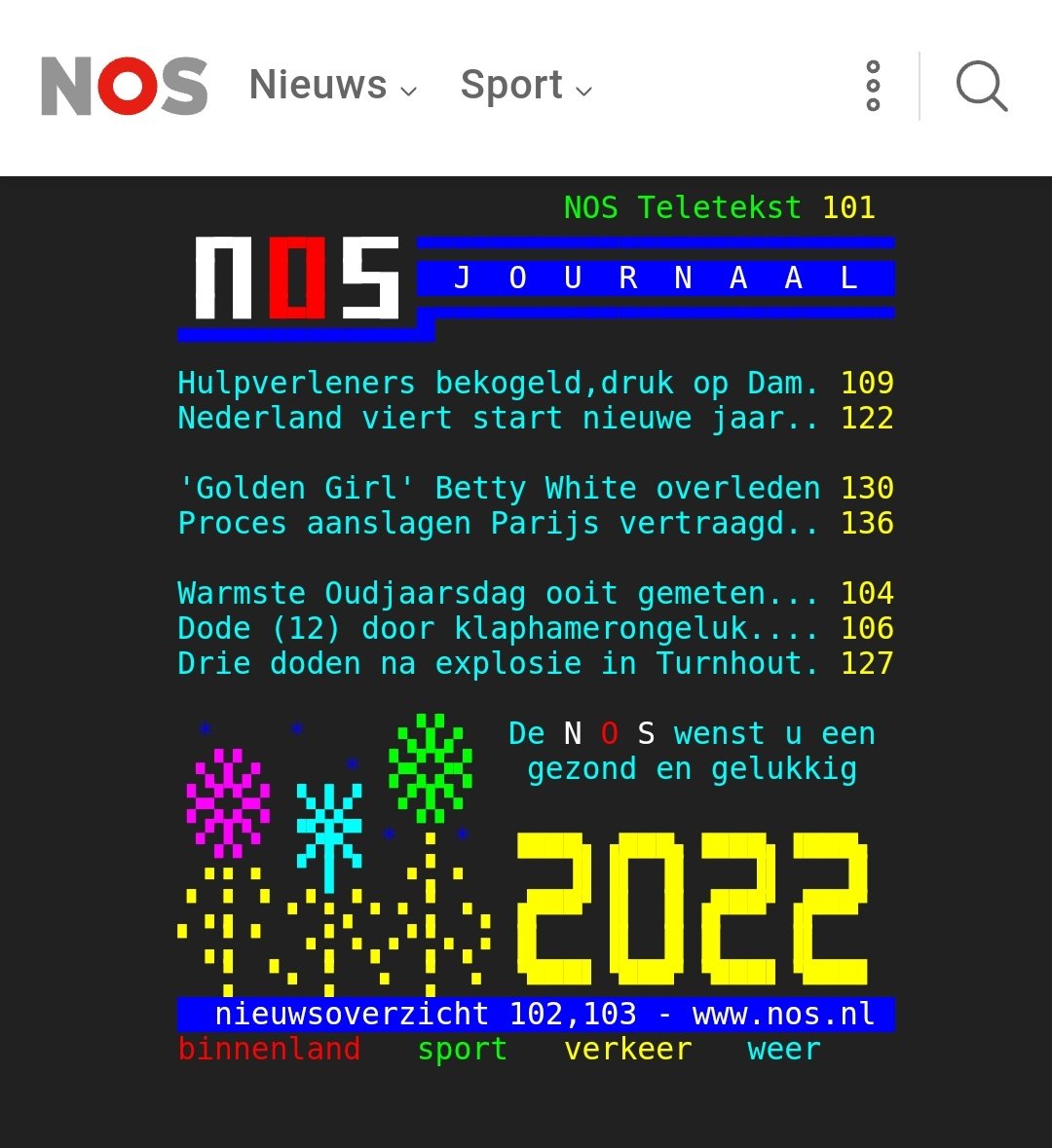 Nos.nl Teletekst 101