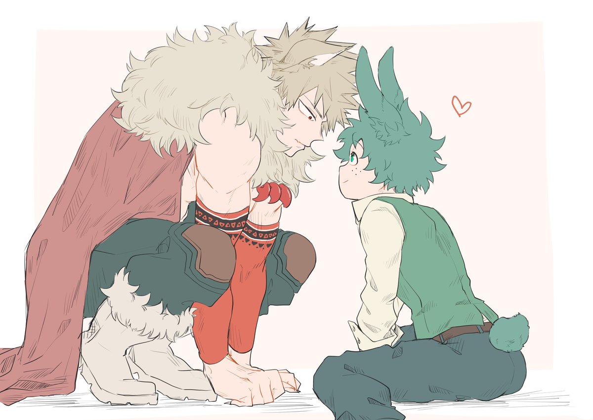 bakugou katsuki ,midoriya izuku animal ears multiple boys 2boys ...