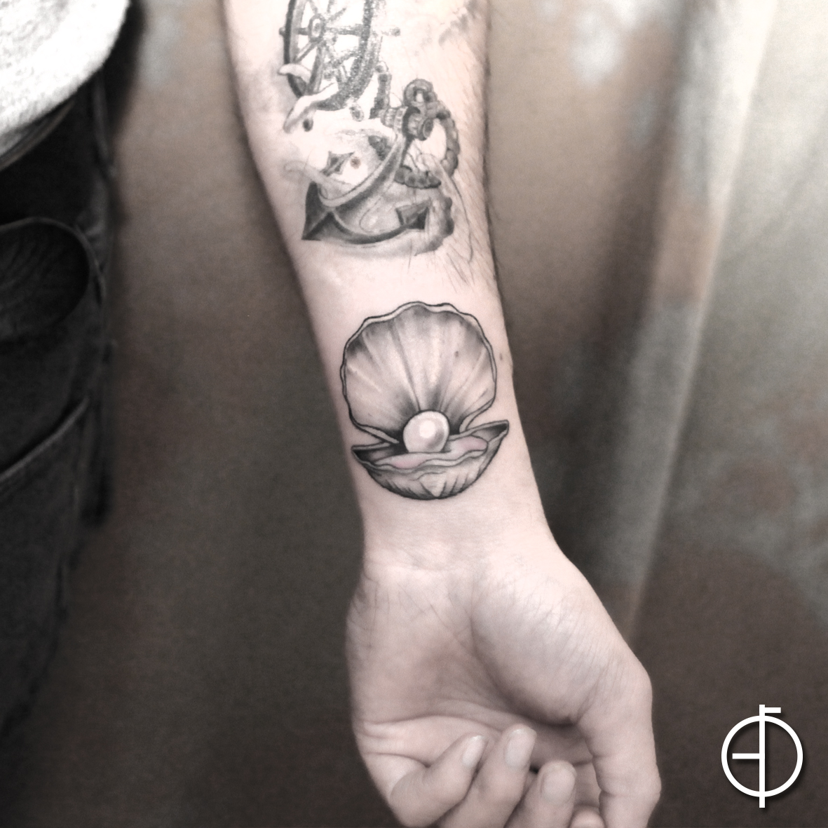 Seashell With Pearl Tattoo