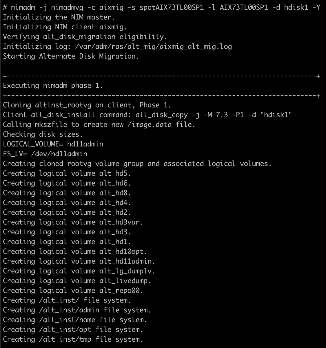 Chris Gibson on Twitter: "Migrating from AIX 7.2 to 7.3 with nimadm. Works exactly as advertised ...