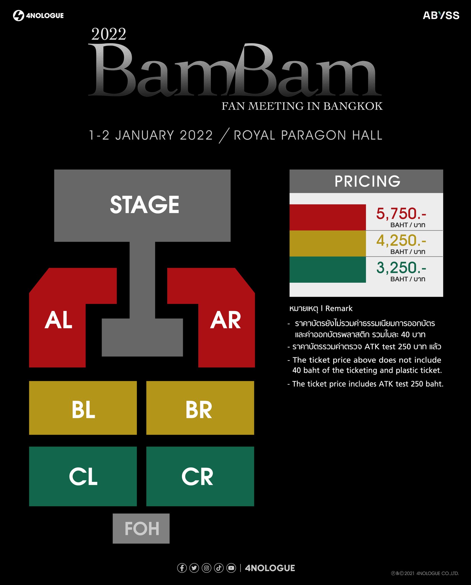 4NOLOGUE on Twitter: "ประกาศแผนผังที่นั่งและสิทธิพิเศษ 2022 BamBam FAN MEETING IN BANGKOK ...