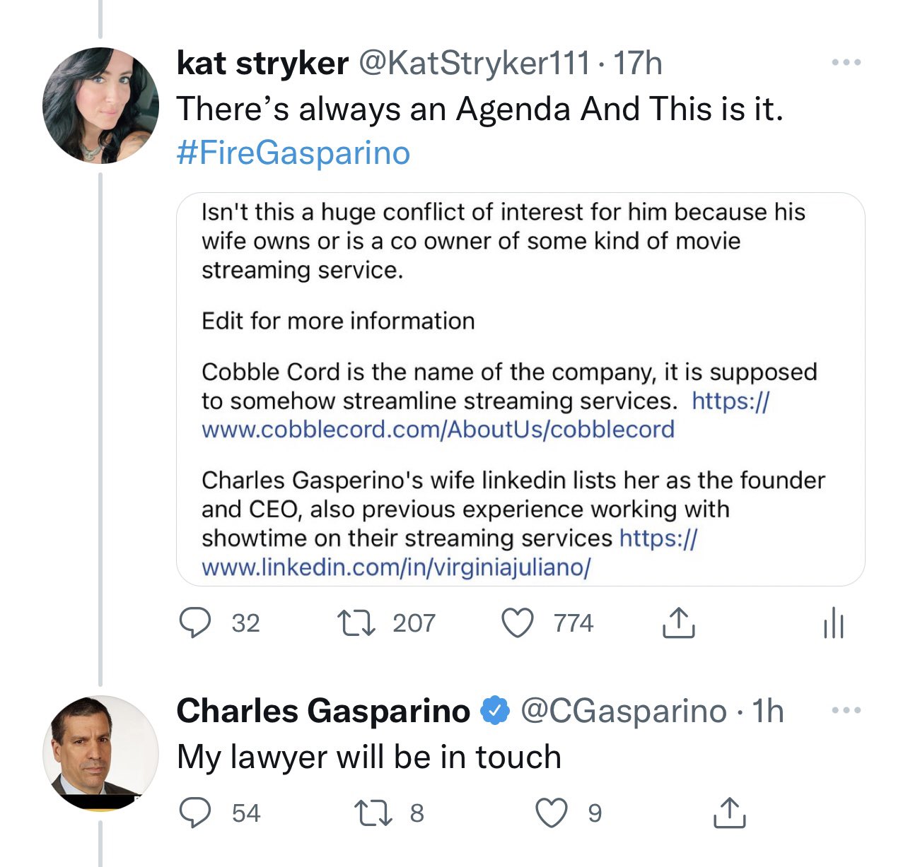 Kat Stryker on Twitter: "$AMC 🔥🔥Truth Hurts🔥🔥 @CGasparino Is Now Threatening To Sue Me!!🔥🔥#AMC ...