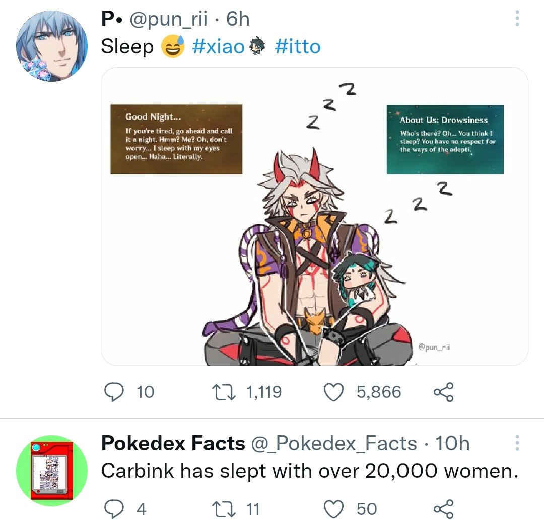 P•THX HYV 🔶💚 on Twitter: "Sleep 😅 #xiao #itto https://t.co/kvZKLq1CLh" / Twitter