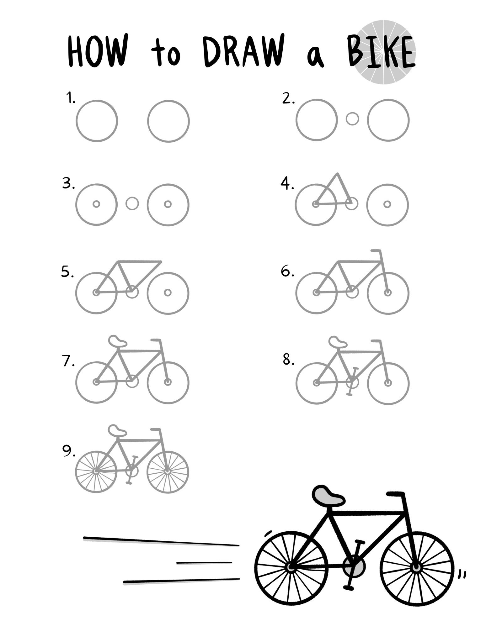 How To Draw A Bike Step By Step For Kids