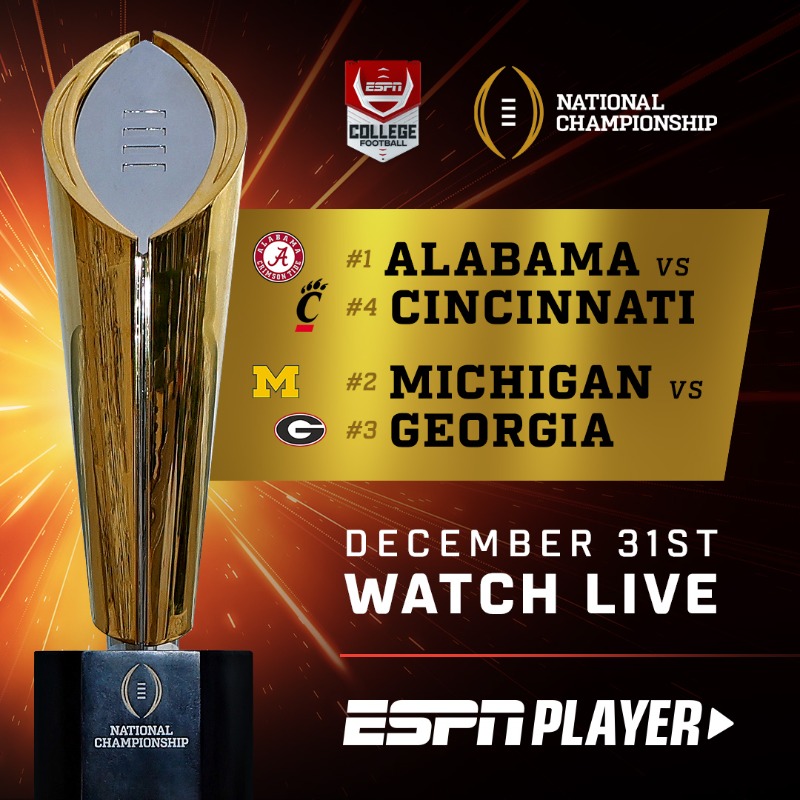 🏆 LIVE National Championship Playoff action on ESPN Player 💥#1 Alabama ...