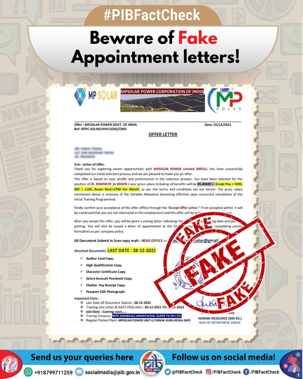 PIB Fact Check On Twitter An Appointment Letter Allegedly Issued By pib-fact-check-on-twitter-an-appointment-letter-allegedly-issued-by