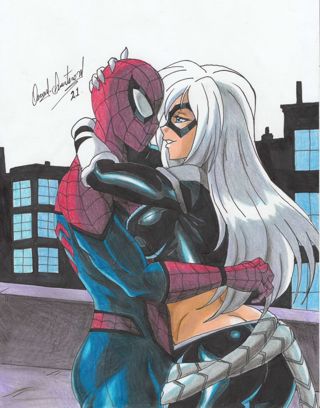 Spiderman Vs Black Cat Kiss
