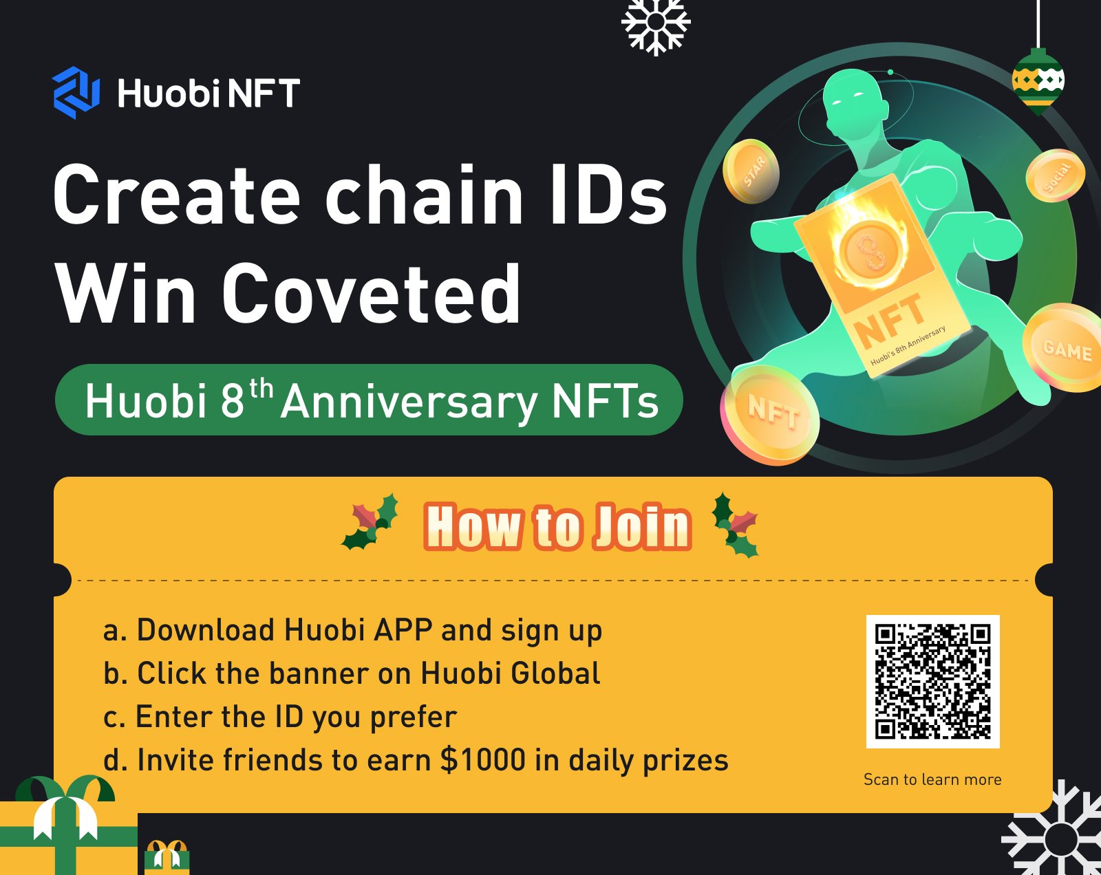 Huobi NFT on Twitter: "📢Huobi NFT Campaign officially launched!! 🚀Create Chain IDs and Win the ...
