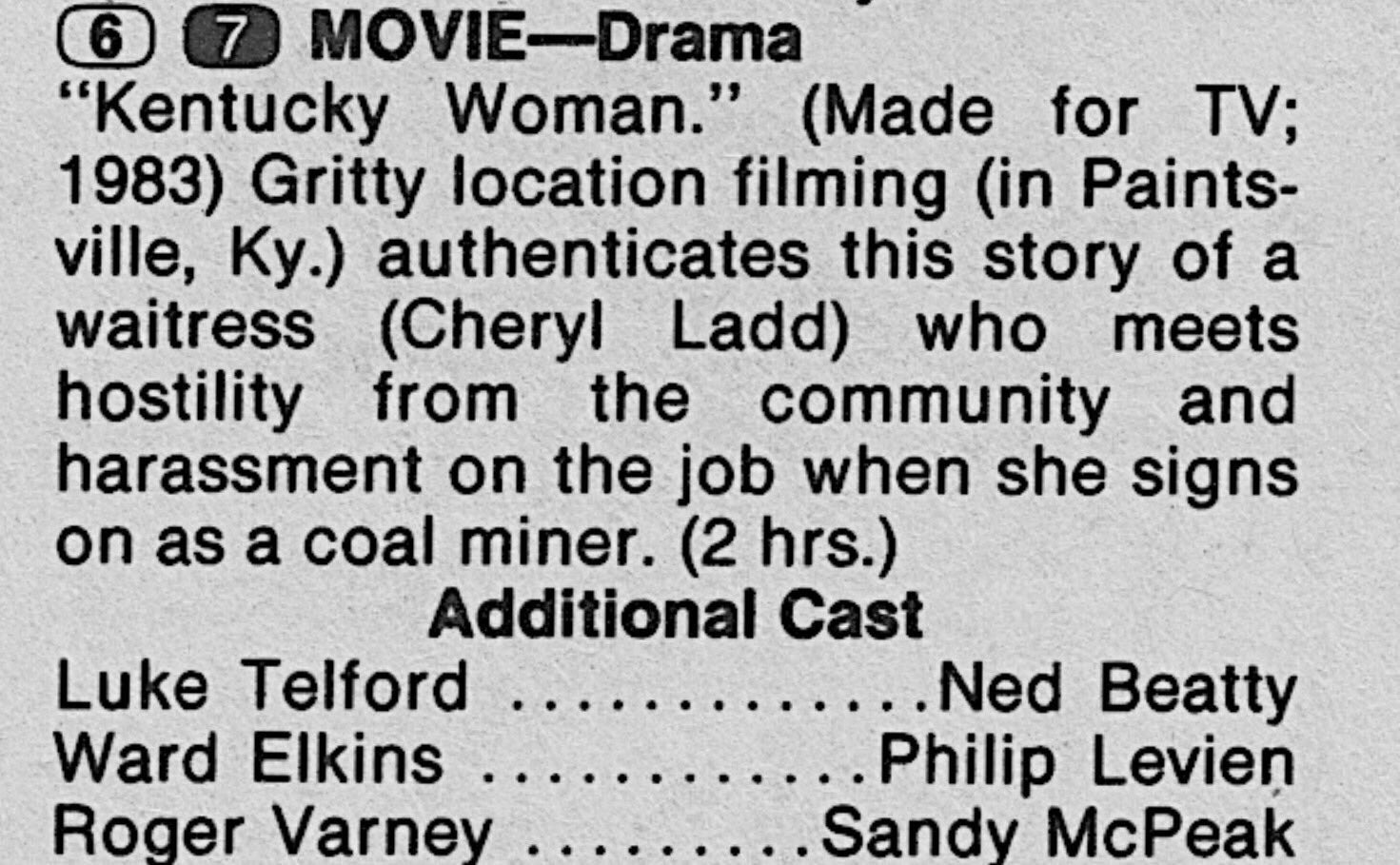 RetroNewsNow on Twitter: "📺CBS Primetime, January 11, 1983: — TV movie 'Kentucky Woman' starring ...