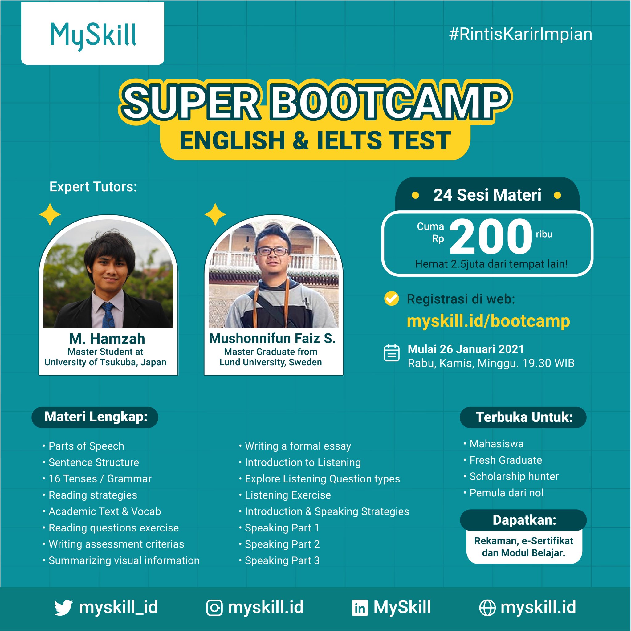 MySkill - Si Paling Belajar 💎 on Twitter: "🔥 Bootcamp Intensive IELTS 🔥 24 Sesi, 2 Bulan cuma Rp ...