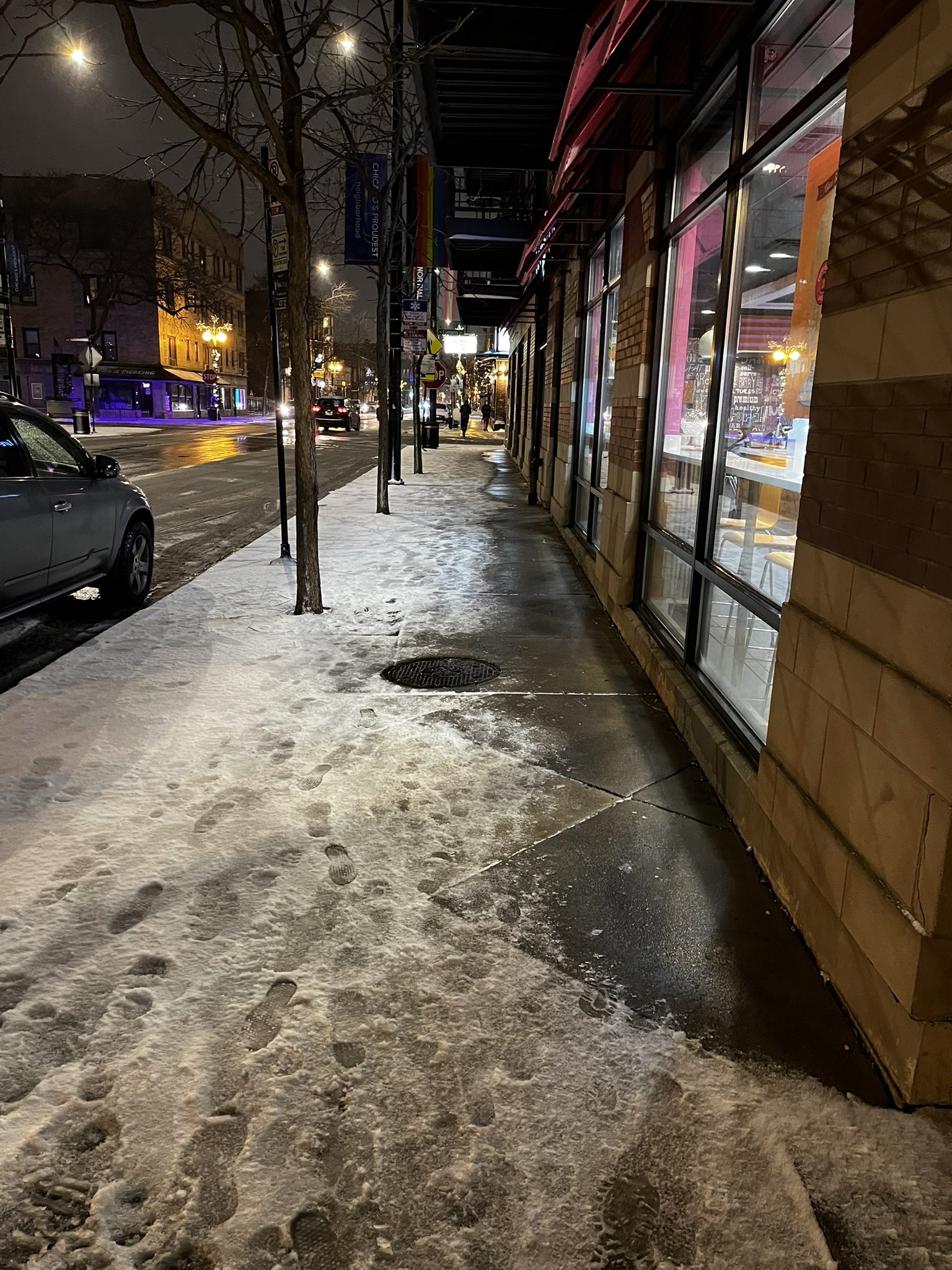 Empty Sidewalk At Night