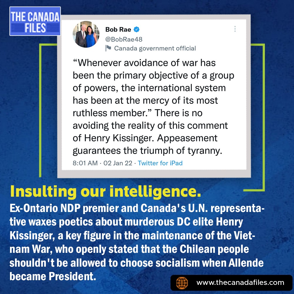 Ex-NDP Premier Bob Rae waxes poetic about war criminal Kissinger : r ...