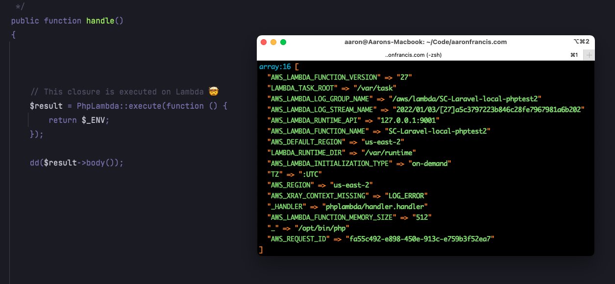 Aaron Francis on Twitter: "What if I told you that I figured out how to run PHP closures on AWS ...