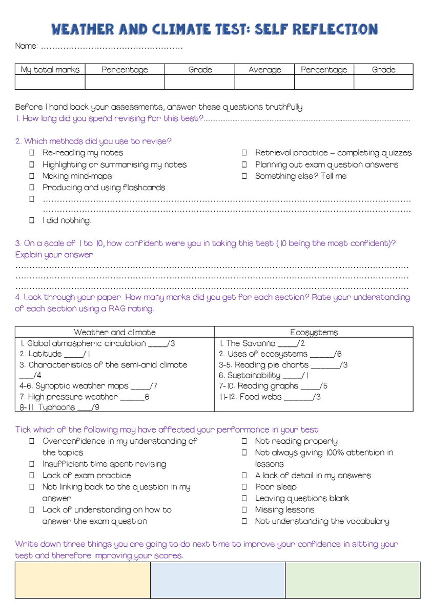 Trialing exam wrappers/self-reflection sheets with our exam classes ...