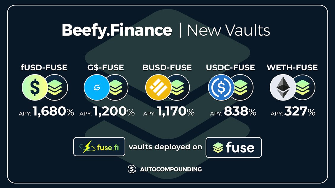 Beefy on Twitter: "Beefy's #Fuse Network launch continues with 5 #FUSE LPs from @Fuse_Fi. ⚡ ...