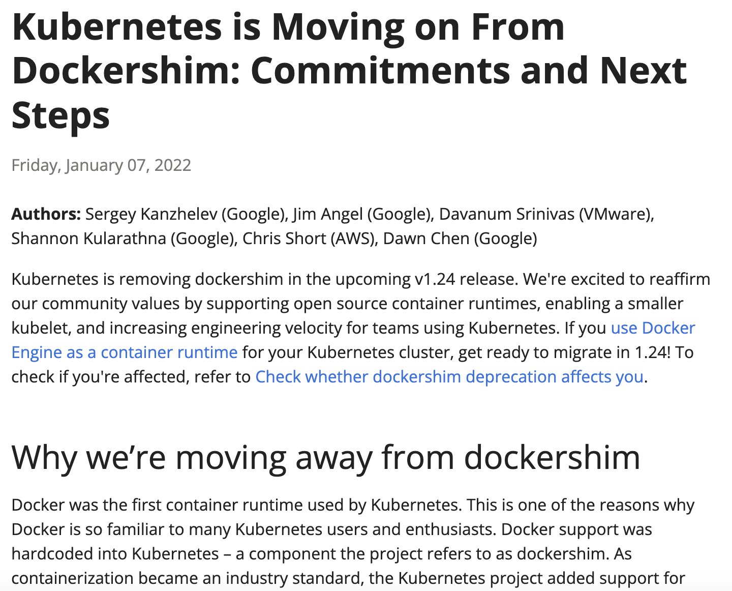 Kubernetes On Twitter Icymi Kubernetes Is Removing Dockershim In The Upcoming V1 24 Release
