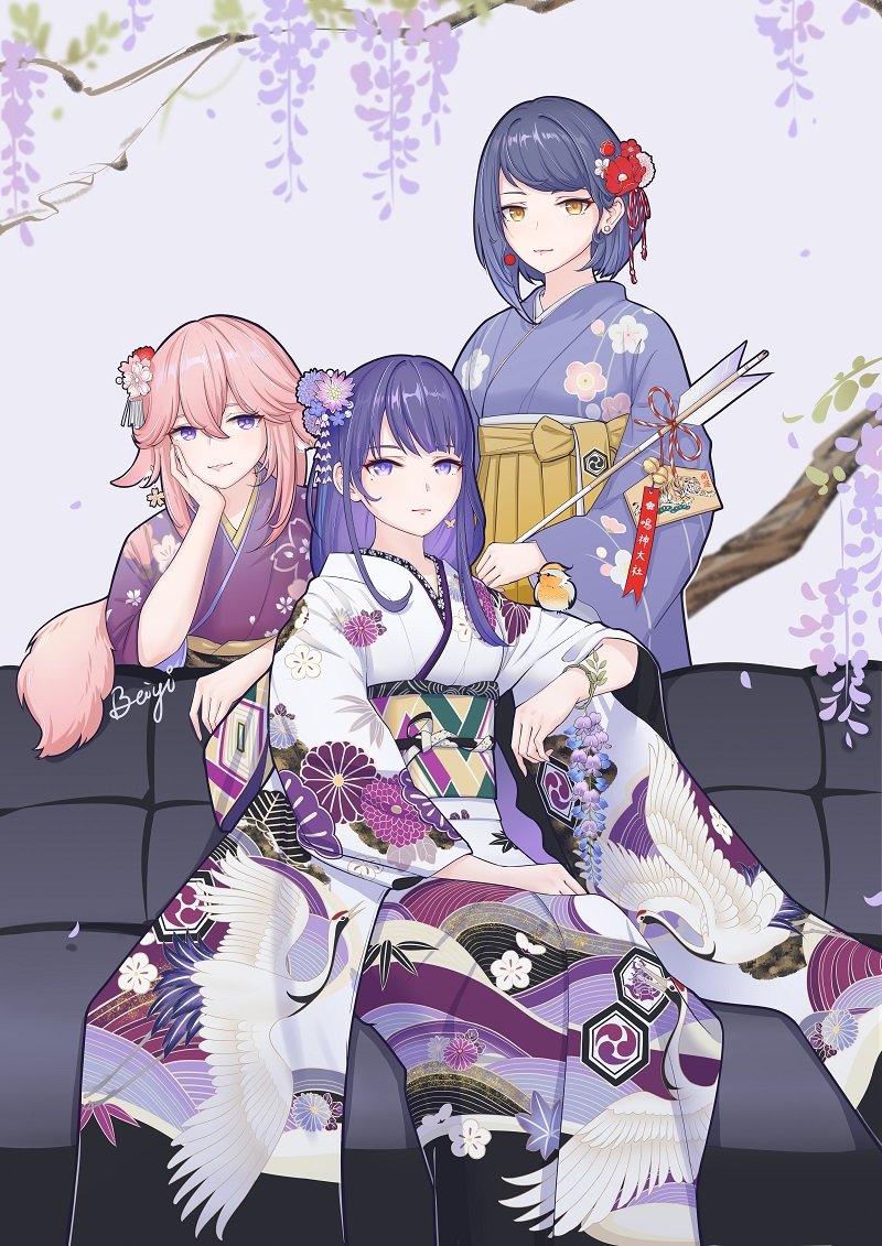 Beiyi on Twitter: "A family portrait 家族照🌸 #原神 #GenshinImpact #Raiden #RaidenEi #YaeMiko # ...