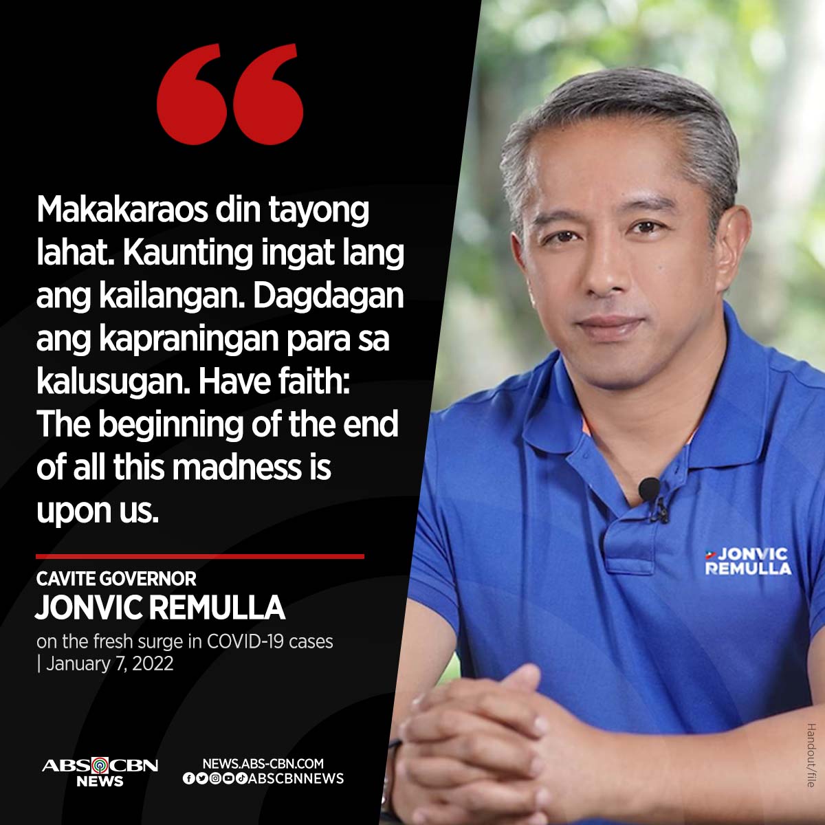 ABS-CBN News on Twitter: "Sa gitna nang pagsipa ng mga kaso ng #COVID19 sa bansa, nagpahayag si ...