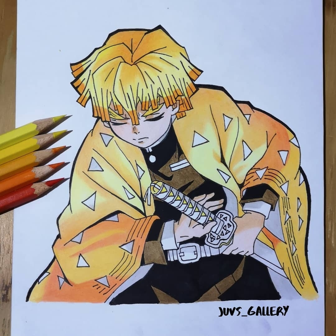Zenitsu Drawing Art #illustration #anime #manga #demon_slayer
