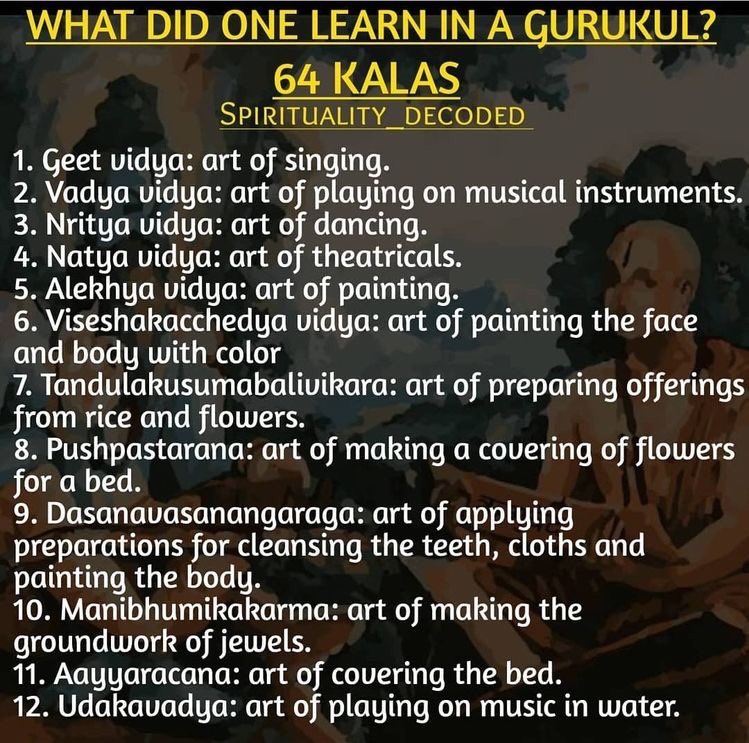 64 KALAS WHICH USED TO TAUGHT IN GURUKULS IN BACK DAYS NEED TO REGAIN 🥺 ...
