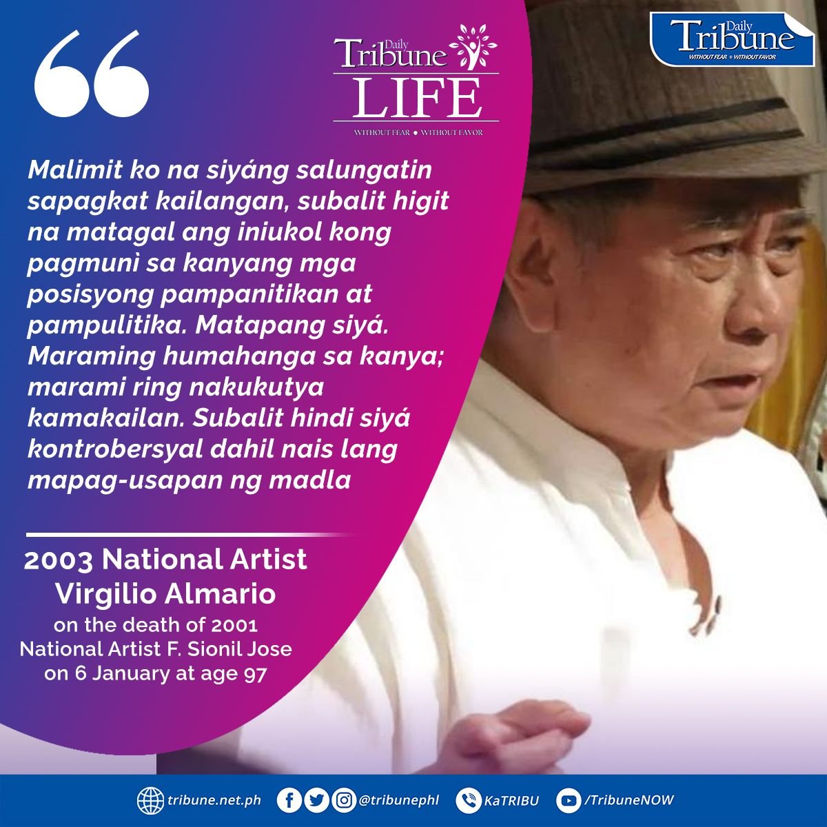 Daily Tribune On X: READ: 2003 National Artist Virgilio, 47% OFF