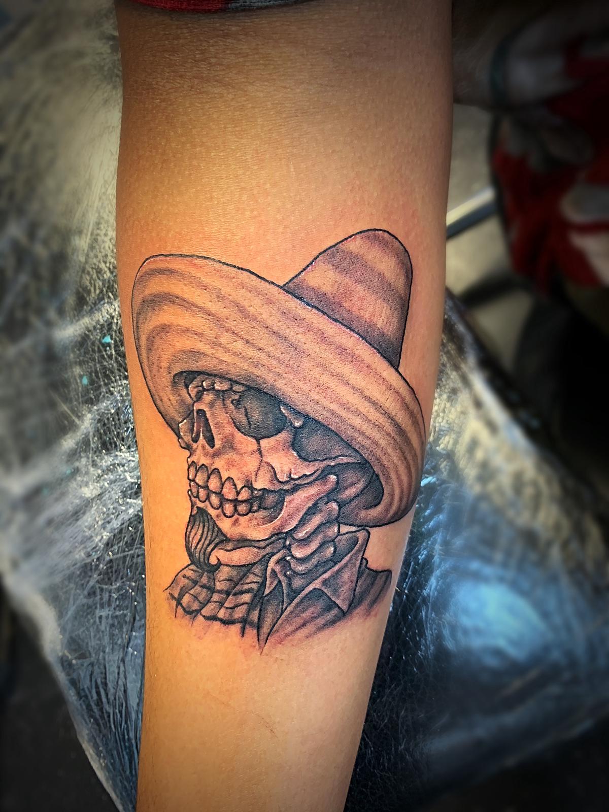 Sugar Skull With Sombrero Tattoos