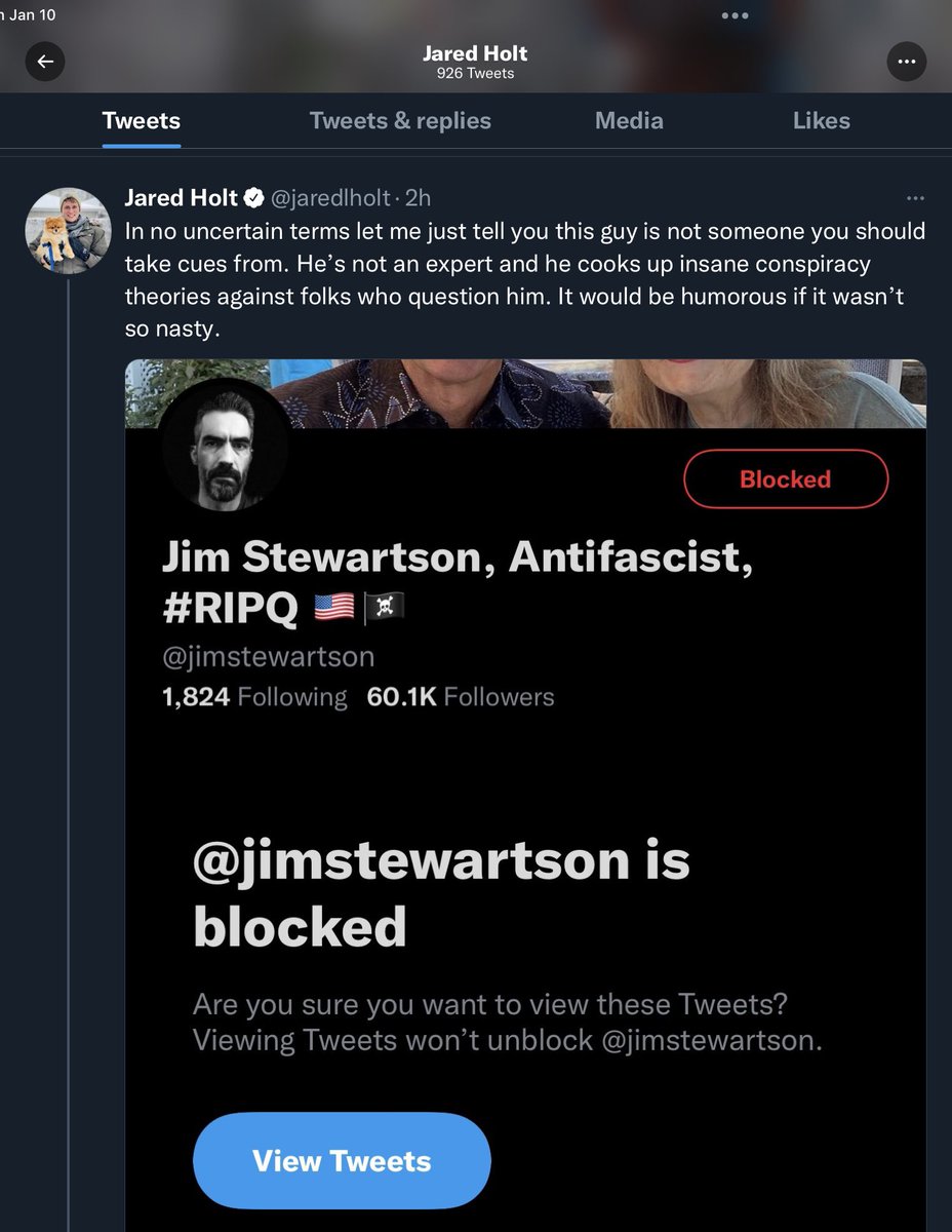 For the record I have retweeted Jared Holt many times. He does great ...