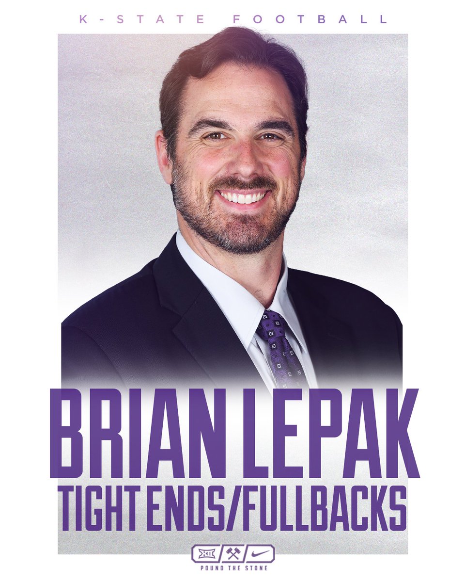 Kansas State promotes Brian Lepak to Fullback and Tight Ends Coach : r/CFB