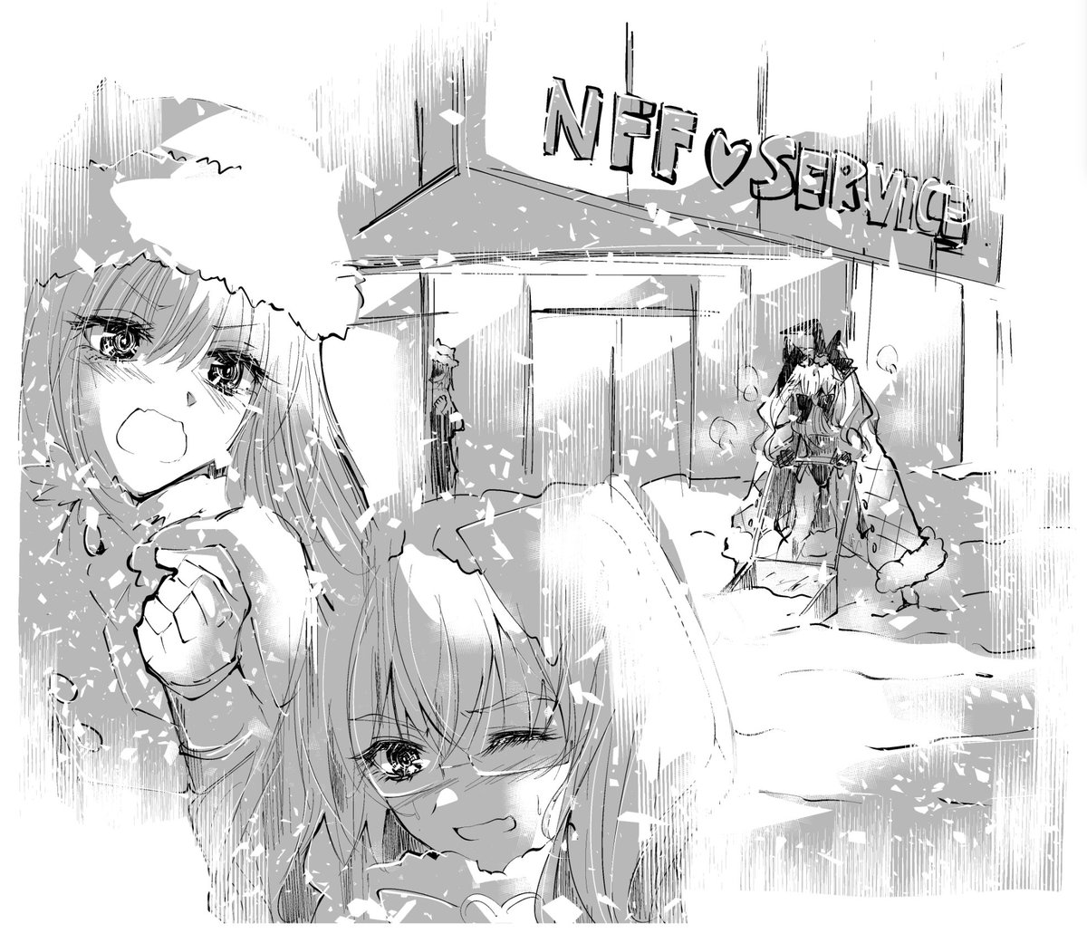 ニキチッチ「雪かきするコヤンスカヤさんと応援するニキチッチさん。 #FGO #FateGO 」メジロピスタチオの漫画