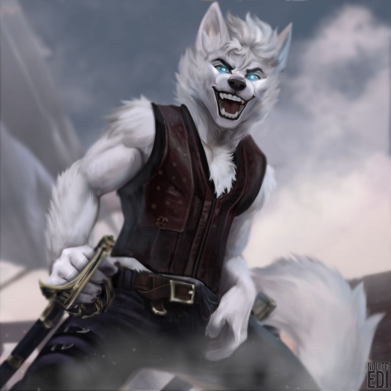 White Wolf Furry Male