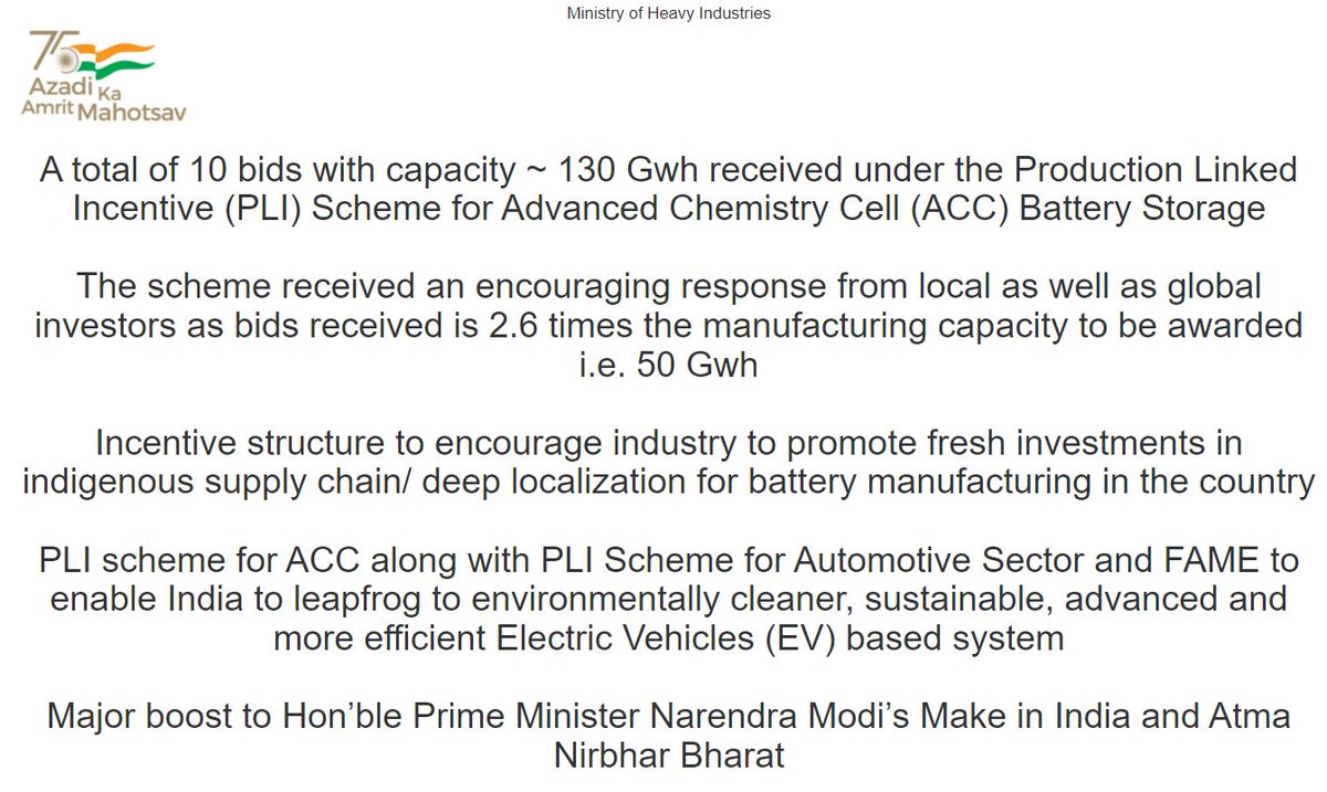 🇮🇳A total of 10 bids with capacity 130 Gwh received under the ...