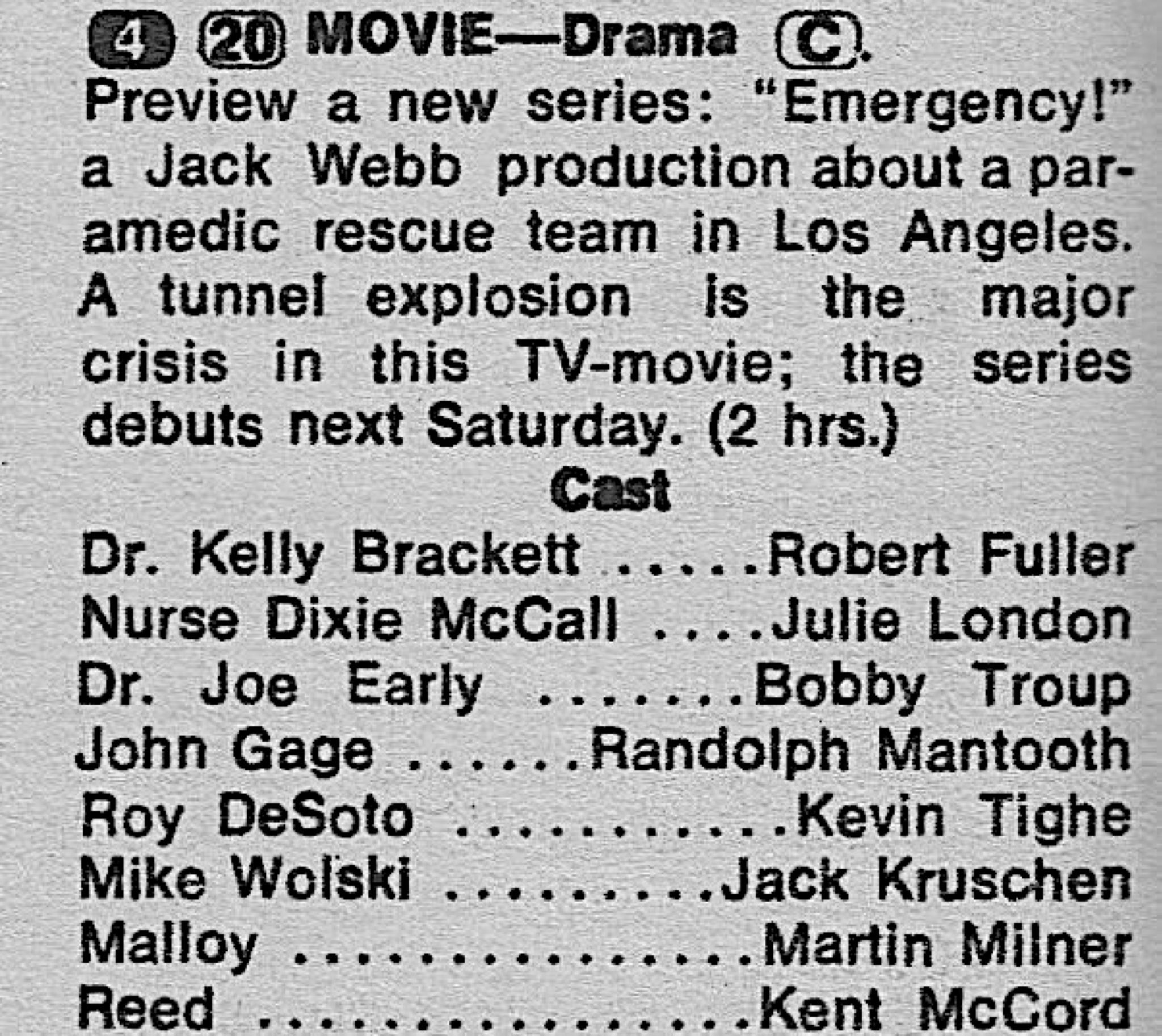 RetroNewsNow on Twitter: "📺'Emergency!' DEBUT (TV Guide, January 15, 1972) https://t.co ...