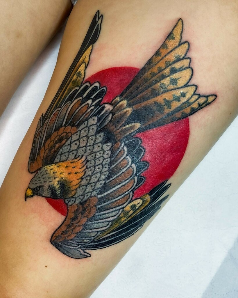 Traditional Falcon Tattoo