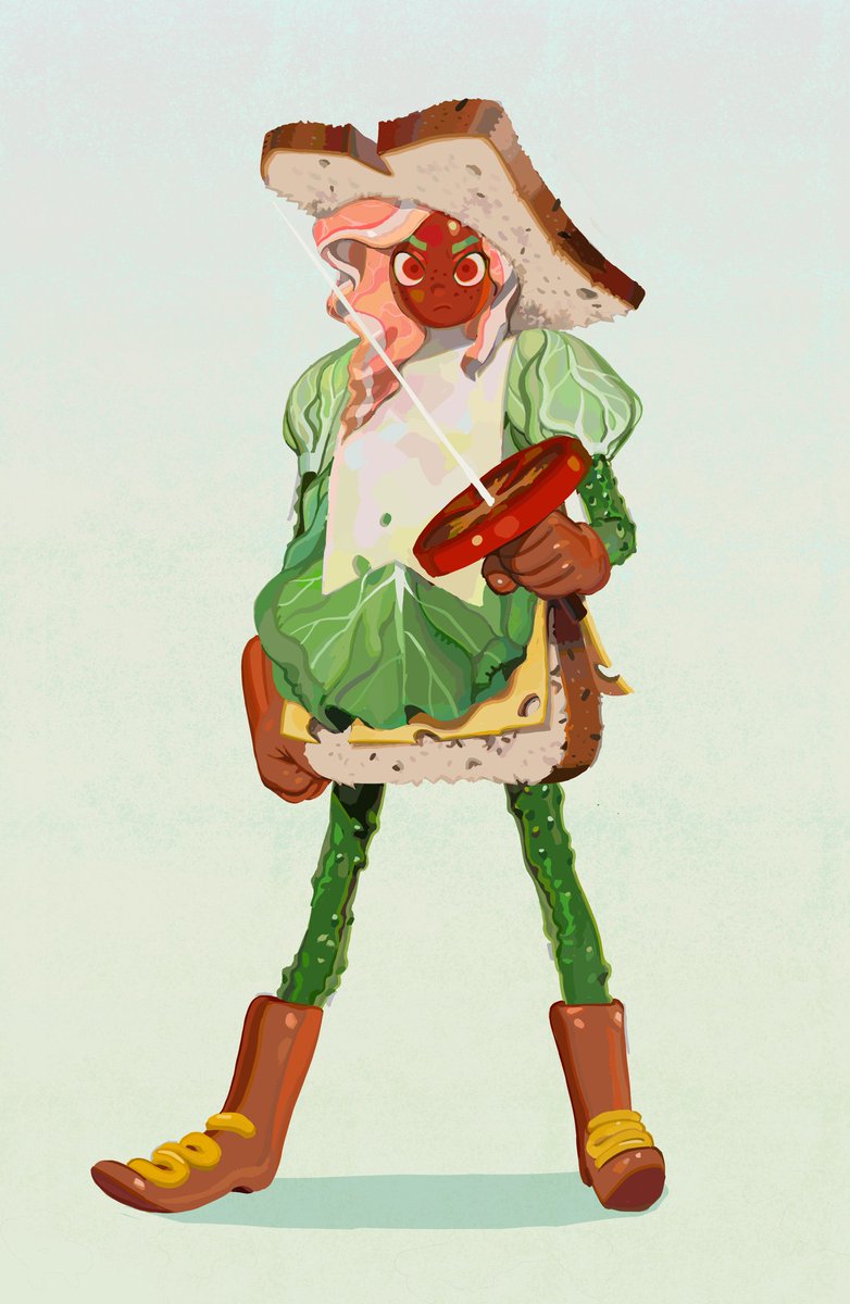 「🍞🧀🥬🍅🍞 」|mecchiのイラスト